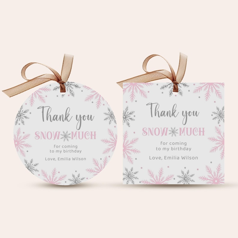Winter Onederland Snowflake Favor Tags, Printable Thank You Tags ...