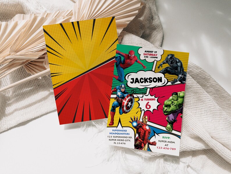 Editable Superhero Birthday Invitation, Comic Book Birthday Invitation ...