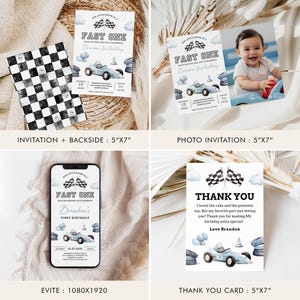Editable Fast One First Birthday Bundle, First Lap Around the Track Boy ...