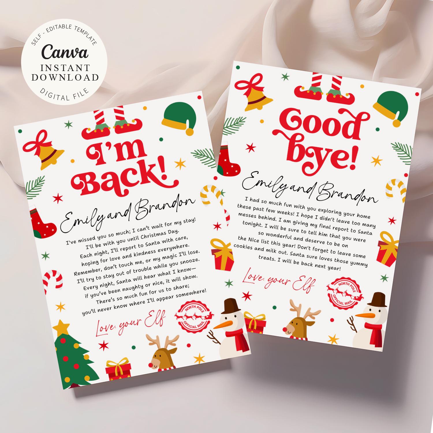 Editable Elf Arrival and Goodbye Letter Set, Christmas Elf Letter Combo ...