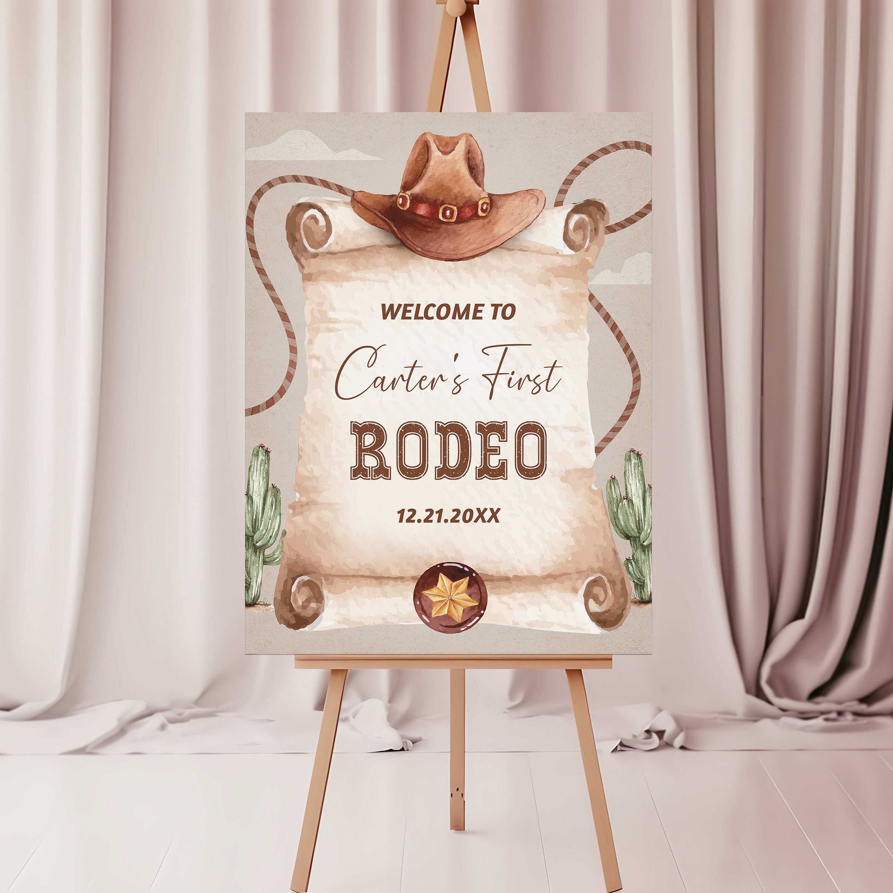 My FIRST RODEO Birthday Welcome Sign Template Printable Wild West First ...