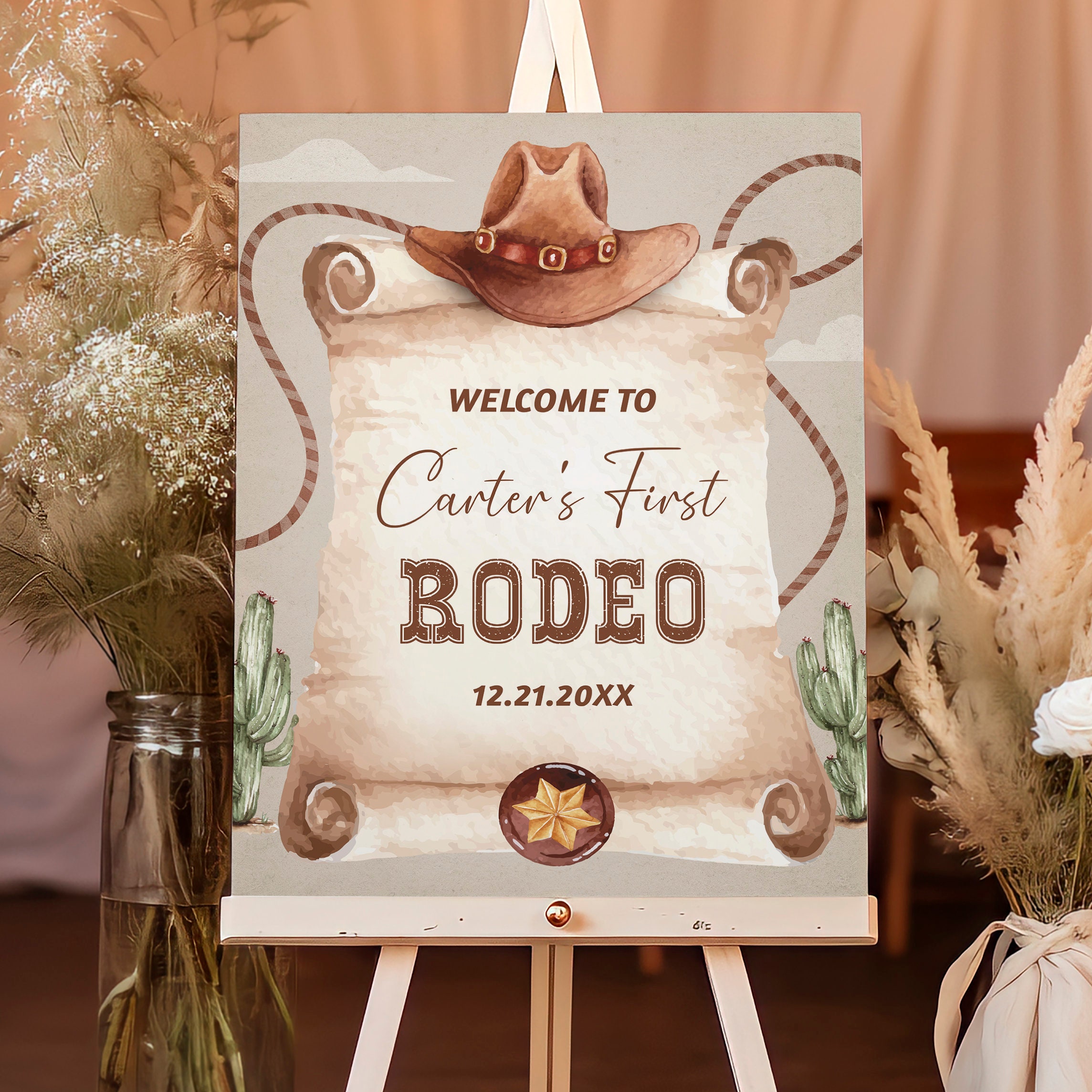 My FIRST RODEO Birthday Welcome Sign Template Printable Wild West First ...