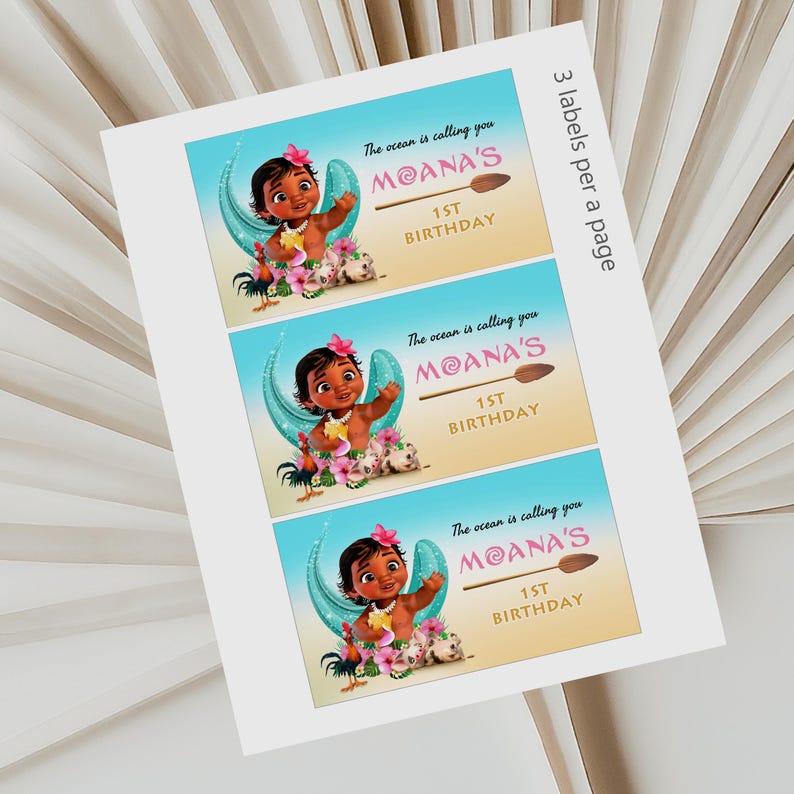 Personalized Moana Treat Box Label, Tropical Hawaiian Party (digital ...