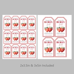 Editable Strawberry Gift Tag You Are the Berry Best Staff Teacher ...