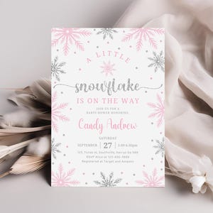 Editable Snowflake Baby Shower Invitation, A Little Snowflake is on the ...