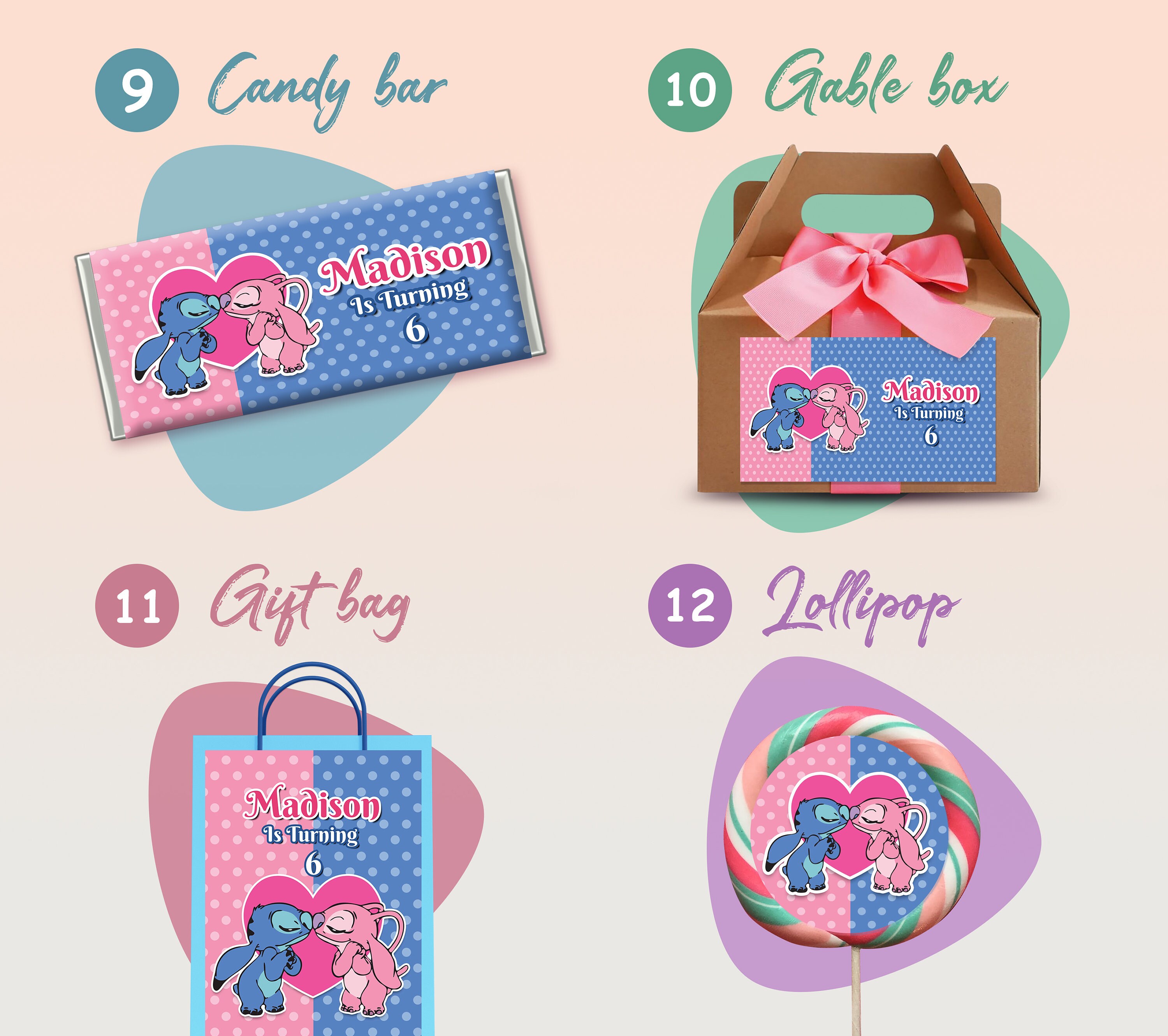 Stitch Angel Party Decorations, Stitch Party Favors, Stitch Birthday ...