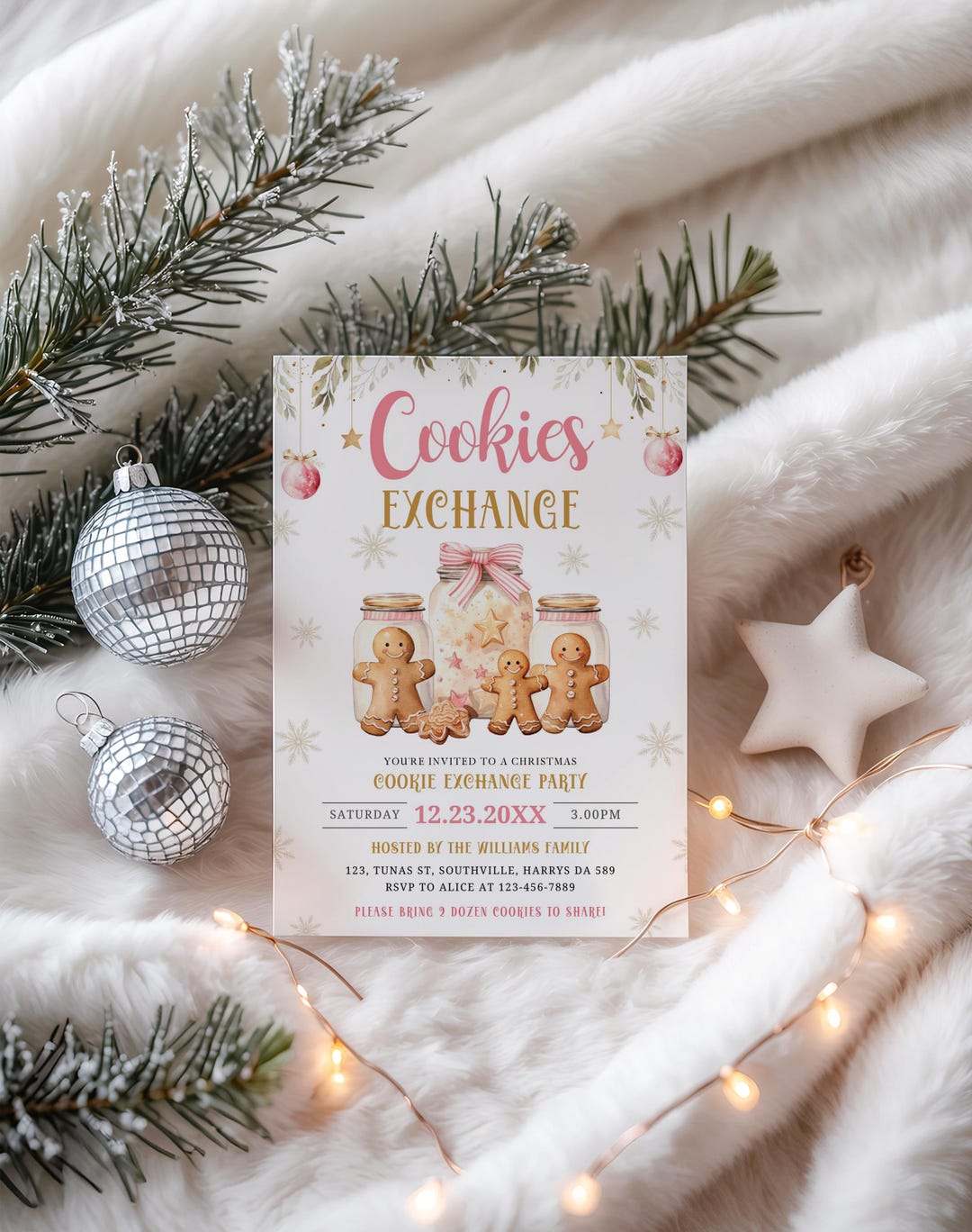 Christmas Cookie Exchange Invitation Template, Editable (digital ...