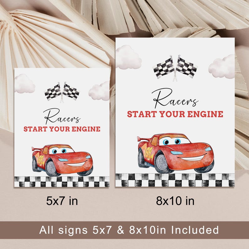 Editable Cars Birthday Party Signs, Lightning Mcqueen Decor (digital ...