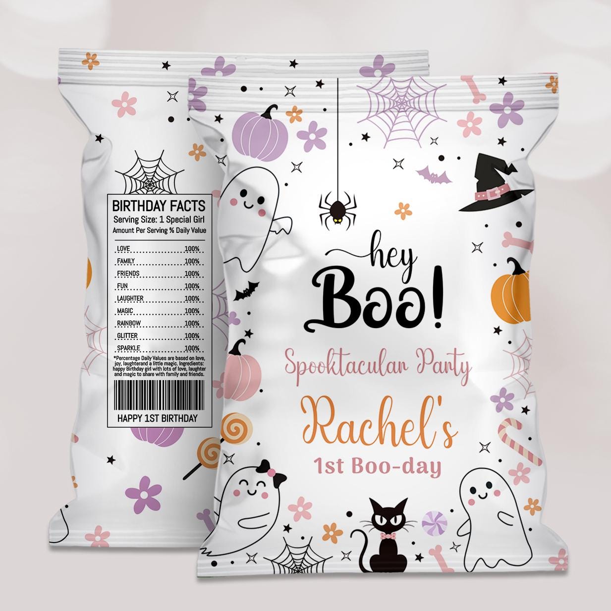 Editable Halloween Birthday Party Chip Bag Template, Printable Chips ...