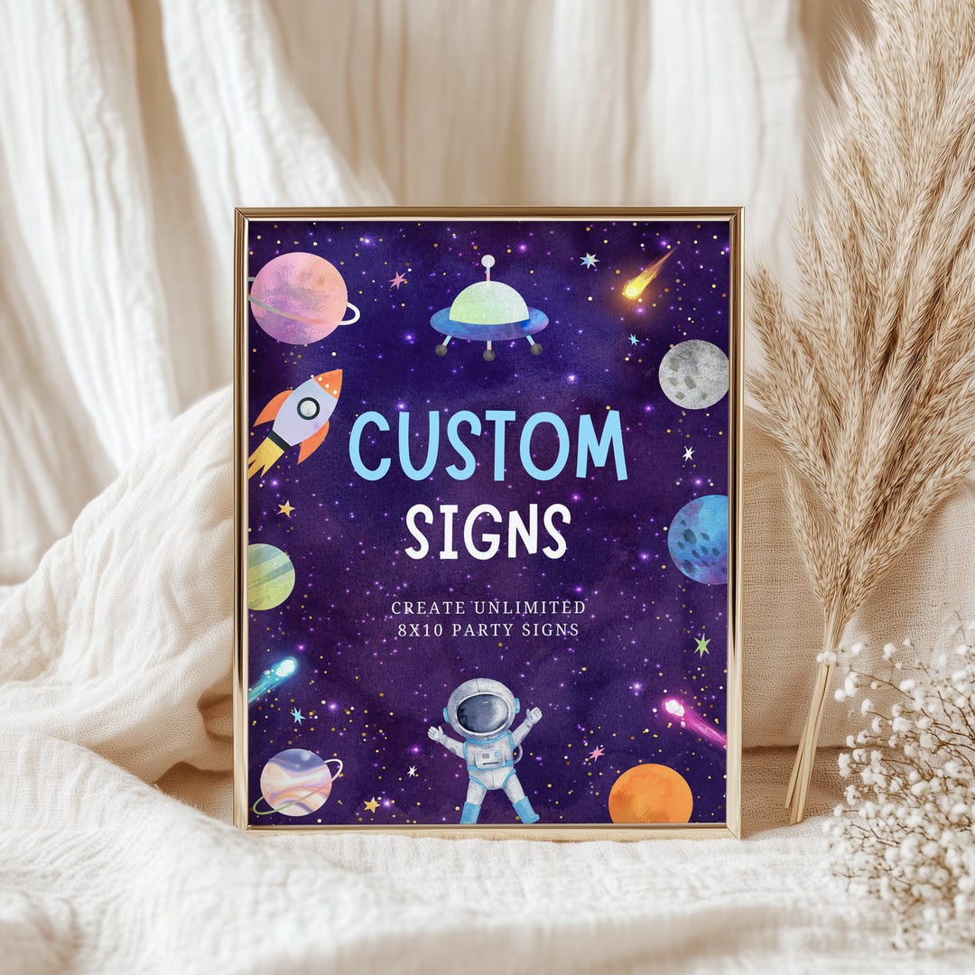 Editable Custom Sign Space Birthday Sign Galaxy Birthday Outer Space ...