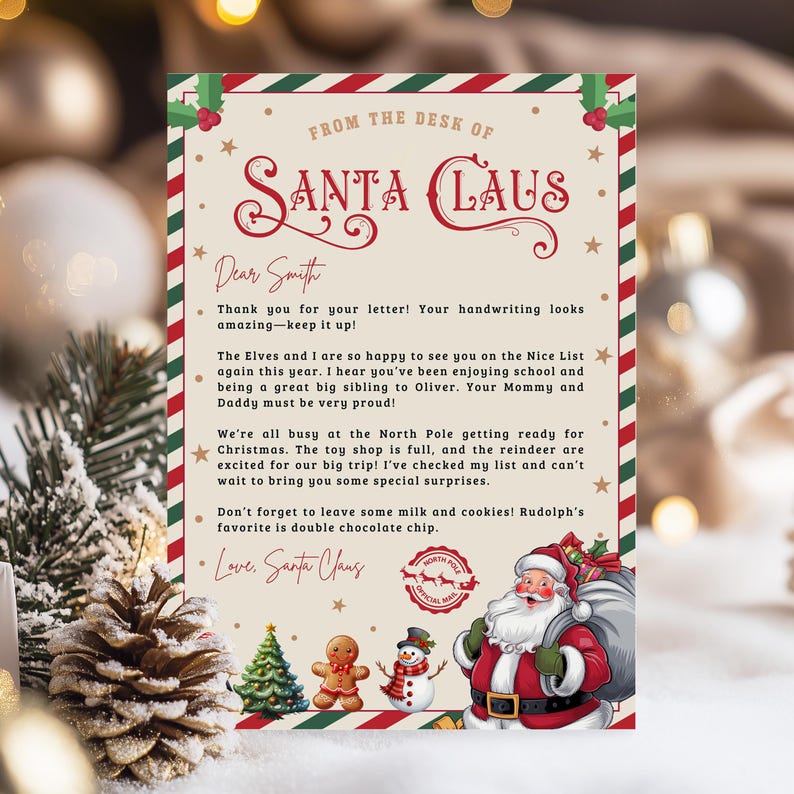 DIY Letter From Santa Printable EDITABLE Personalized Father Christmas ...
