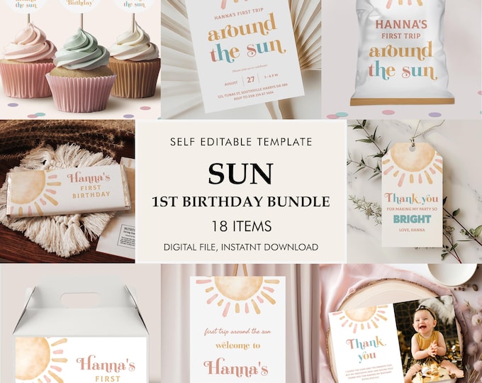 Sunshine Birthday Bundle Set, Sun Birthday Bundle, Our Little Sunshine ...