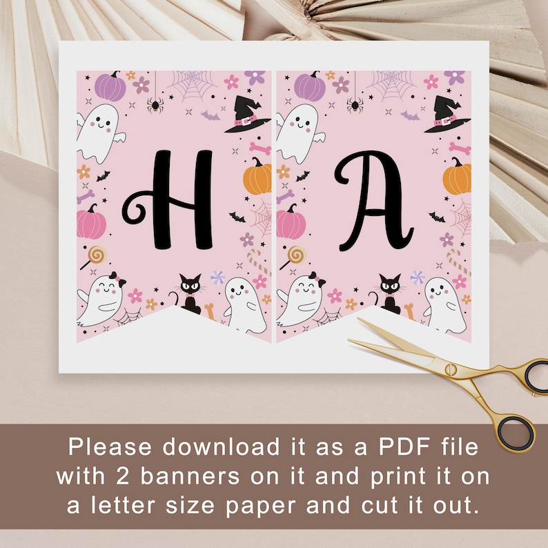 Happy Birthday Banner Halloween Birthday Banner Pink Ghost Birthday ...