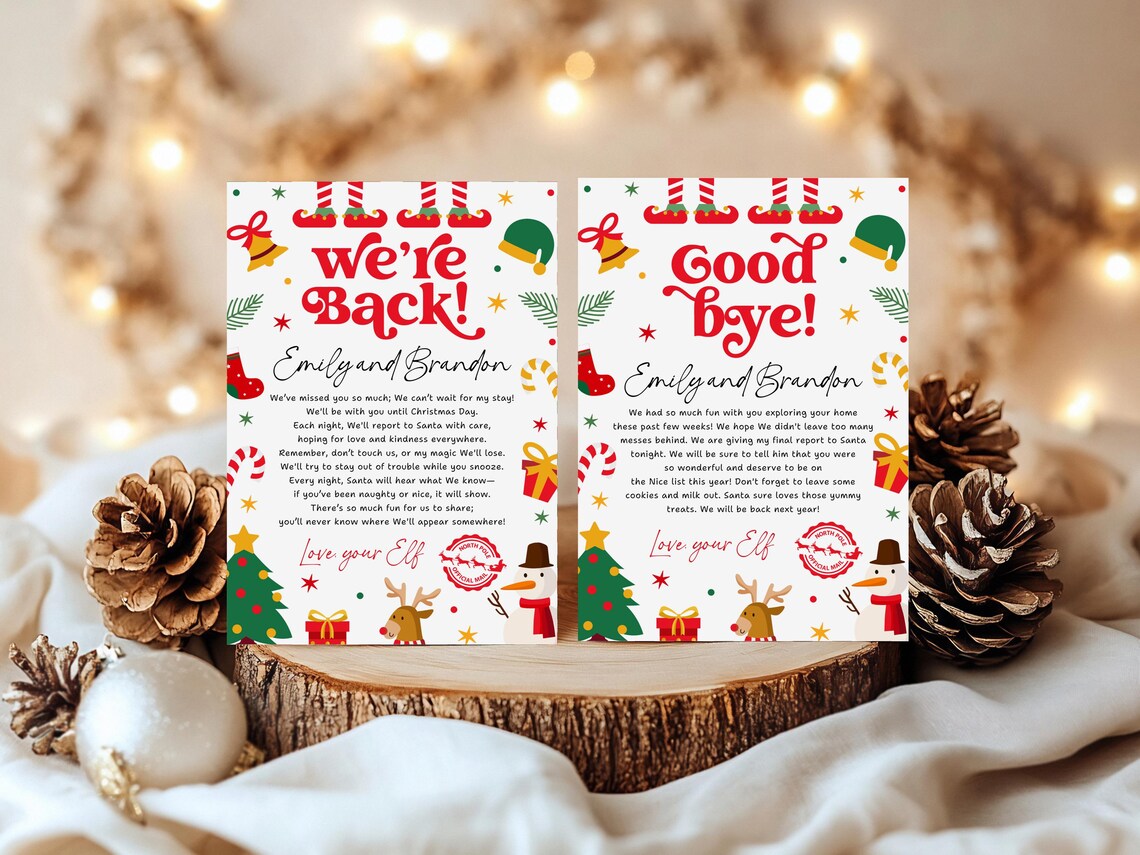 Elf Arrival and Goodbye Letter Set, Hello From the Elves Letter for ...
