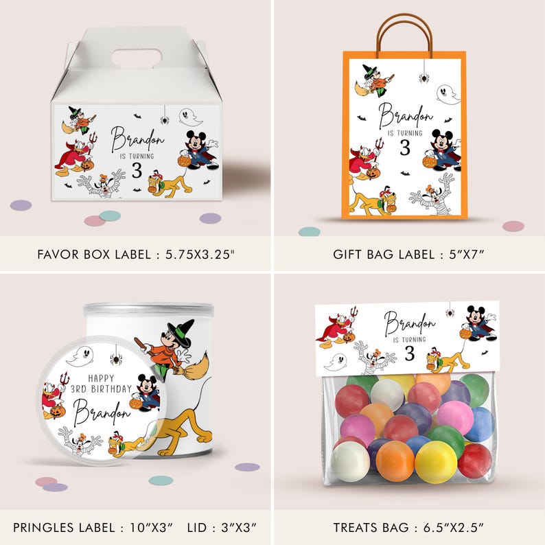 Mickey Mouse Halloween Birthday Party Pack, Editable Printable (digital ...