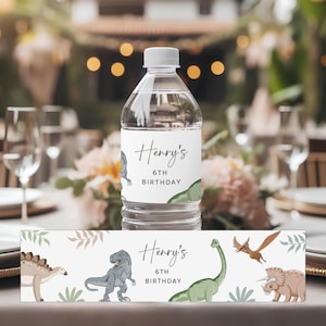 Editable Dinosaur Water Bottle Label Dino T Rex Birthday Decor Welcome ...