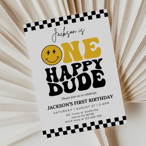 One Happy Dude Birthday Invitation Template, Printable Invitation ...