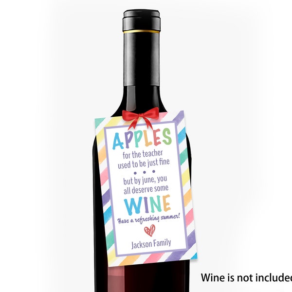 Teacher Wine Label - Etsy