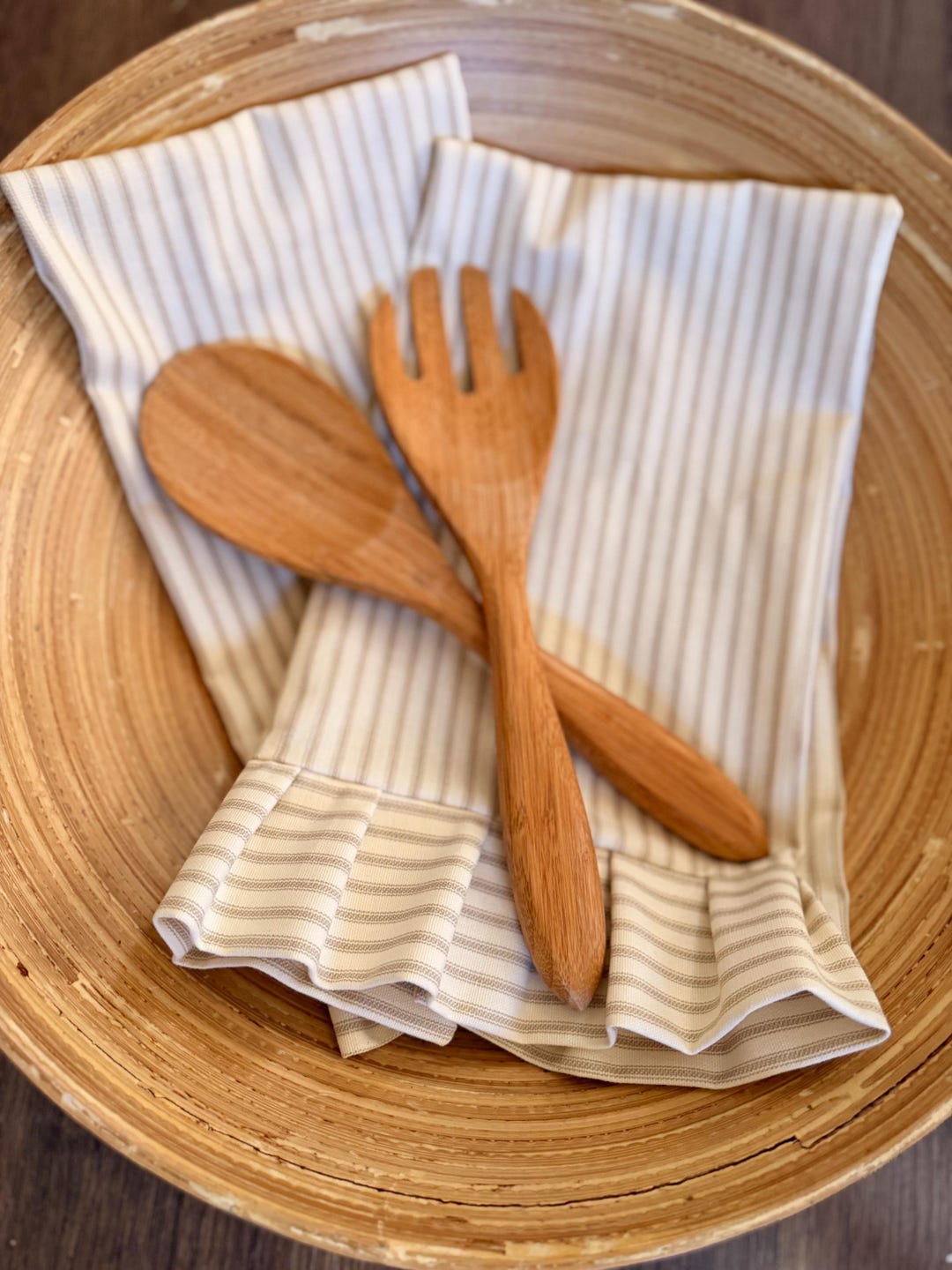 Neutral Striped Farmhouse Hand Towels -set of 2 | Rustic Kitchen Decor ...
