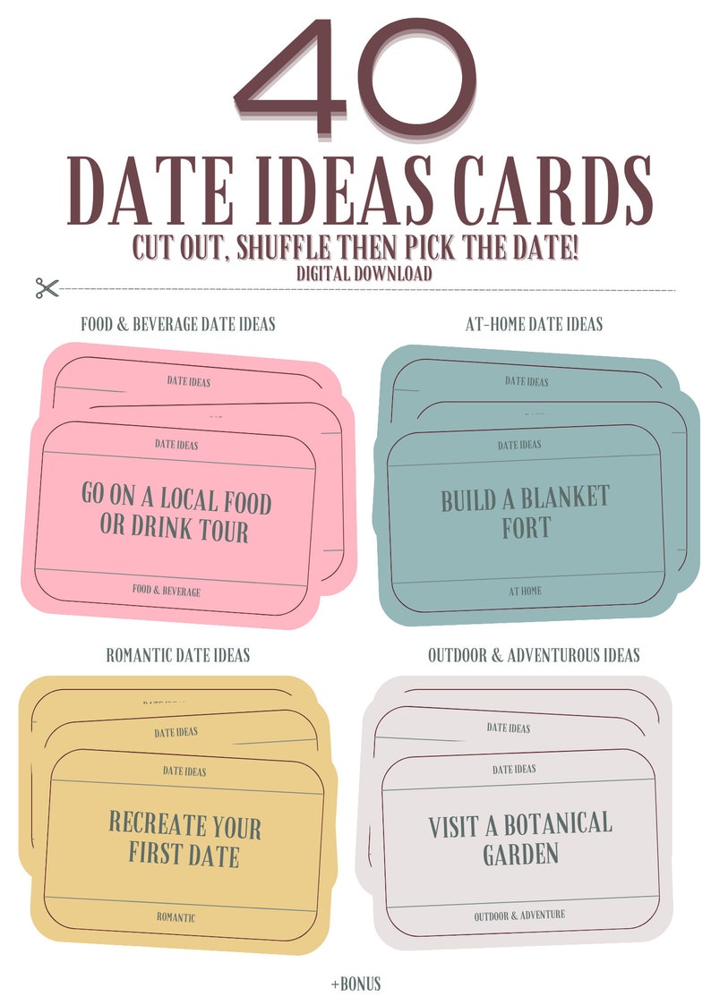 40 Date Night Love Coupon, Voucher, Valentines Day, Birthday, Digital ...