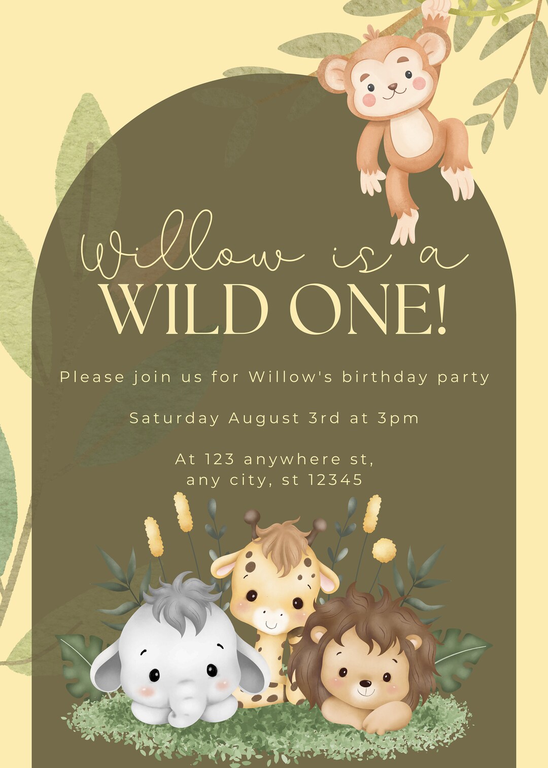 Wild One Birthday Party Invitation. Printable, Editable, Personalise ...