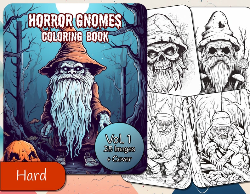 25 Horror Gnomes Coloring Pages Vol. 1 | Greyscale Coloring Pages ...