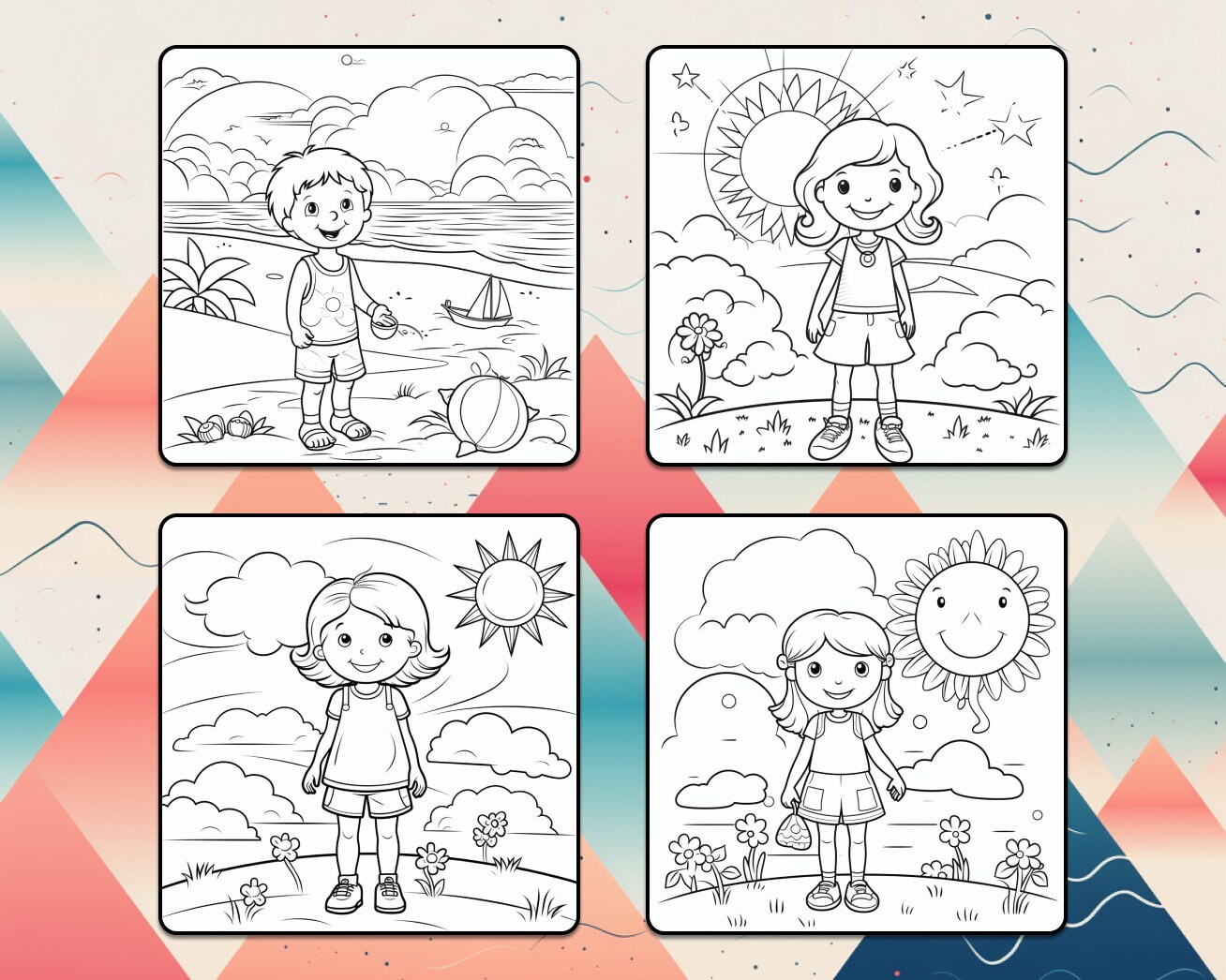 25 Summer Coloring Fun for Kids Coloring Pages Instant - Etsy