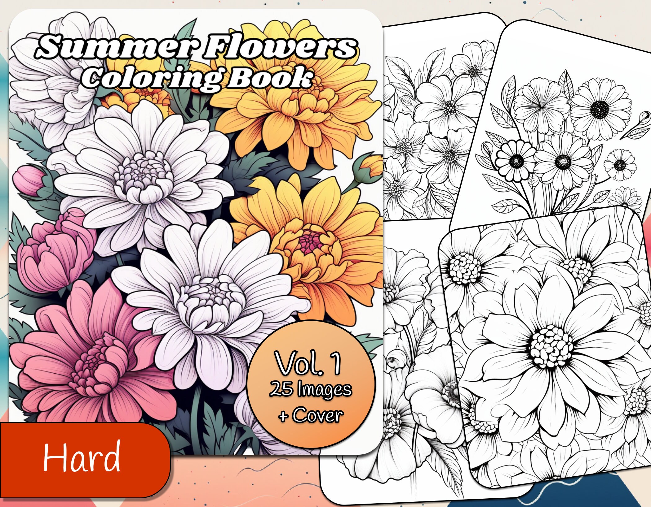 25 Summer Flowers Coloring Pages Vol. 1 Greyscale Coloring Pages ...