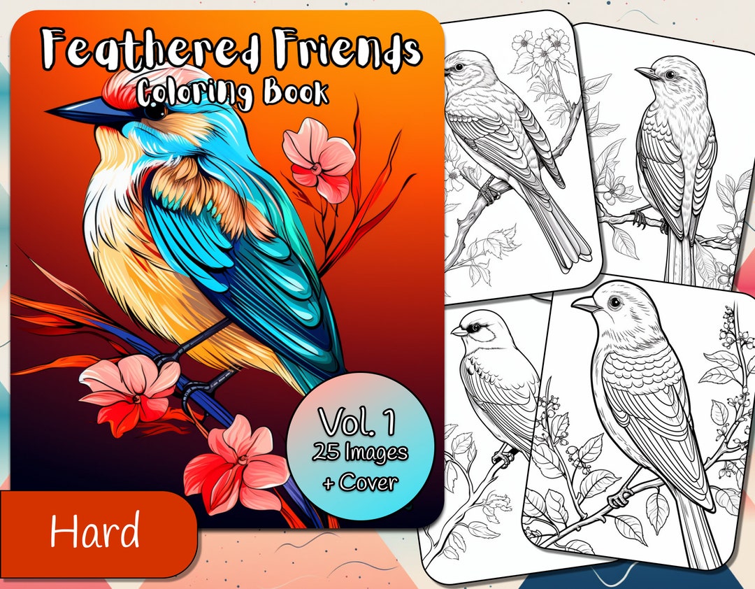 25 Feathered Friends Coloring Pages Vol. 1 Greyscale Coloring Pages ...