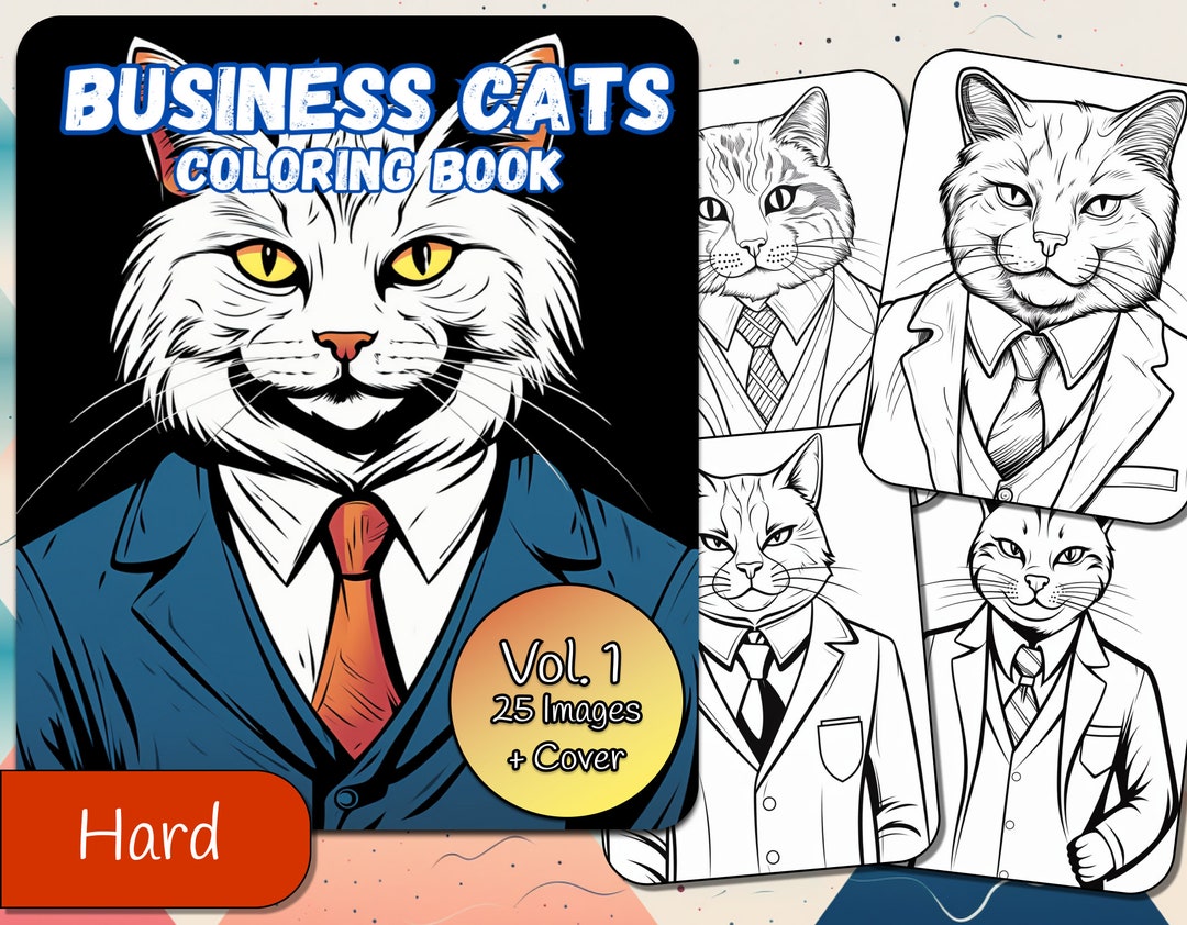 25 Business Cats Coloring Pages Vol. 1 | Greyscale Coloring Pages ...