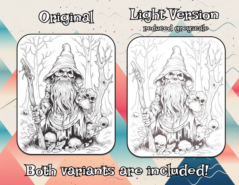 25 Horror Gnomes Coloring Pages Vol. 2 Greyscale Coloring - Etsy