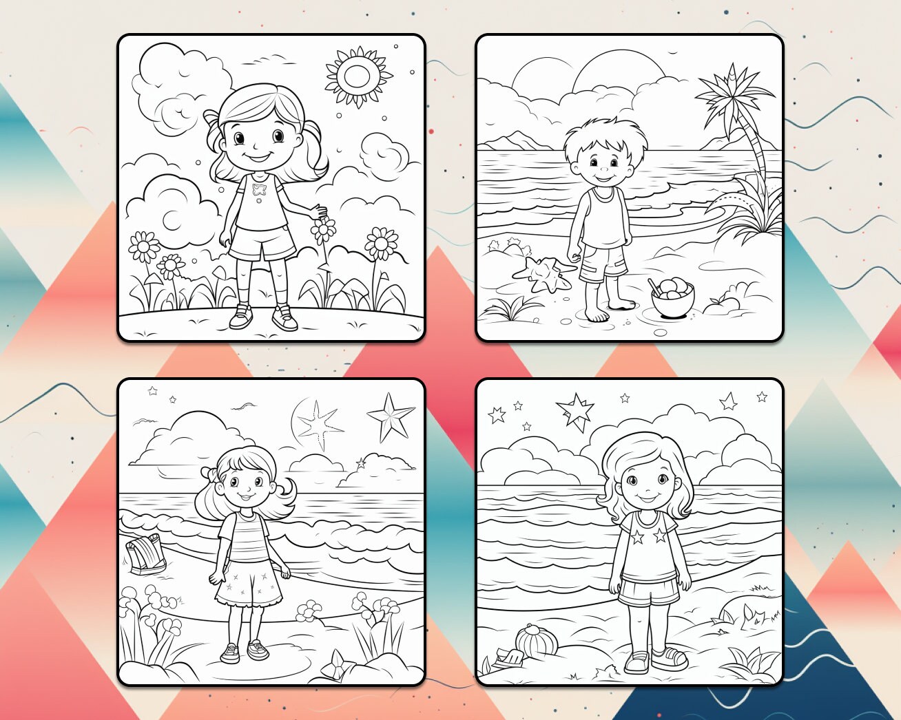 25 Summer Coloring Fun for Kids Coloring Pages Instant - Etsy