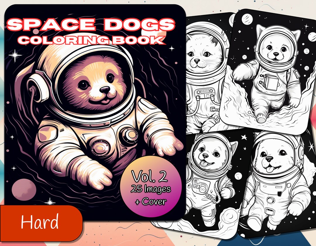 25 Space Dogs Coloring Pages Vol. 2 | Greyscale Coloring Pages ...