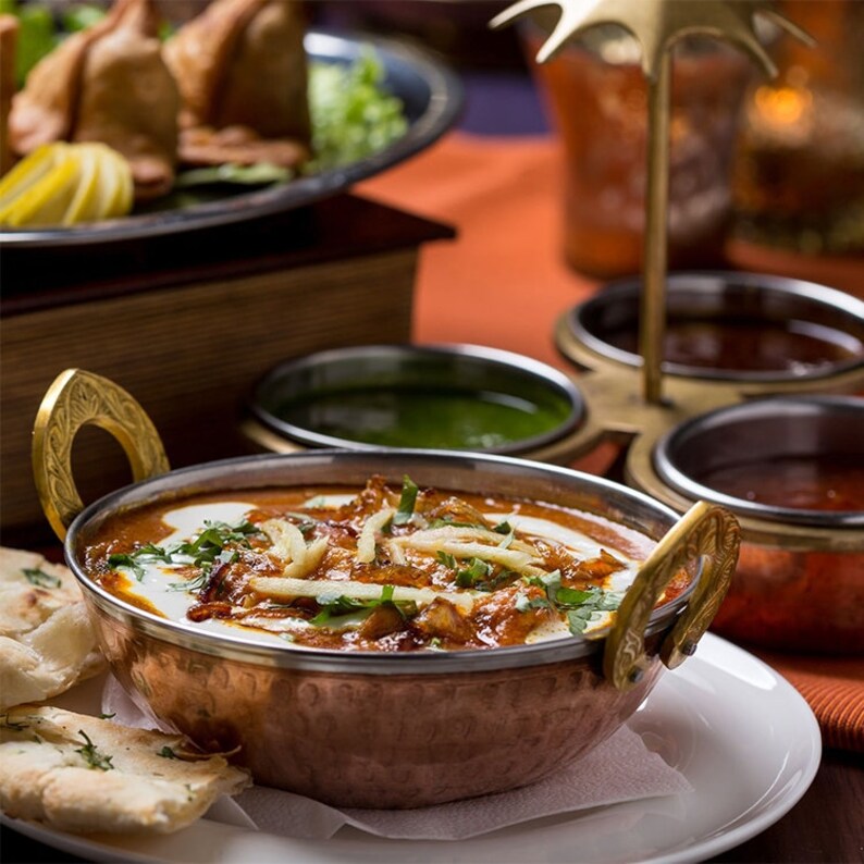 Traditional Indian Hammered Copper & Stainless Steel Serving Dishes - Etsy