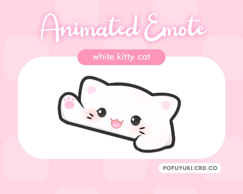 Animated Cute White Cat Bongo Tap Emotes for Twitch Discord Youtube ...