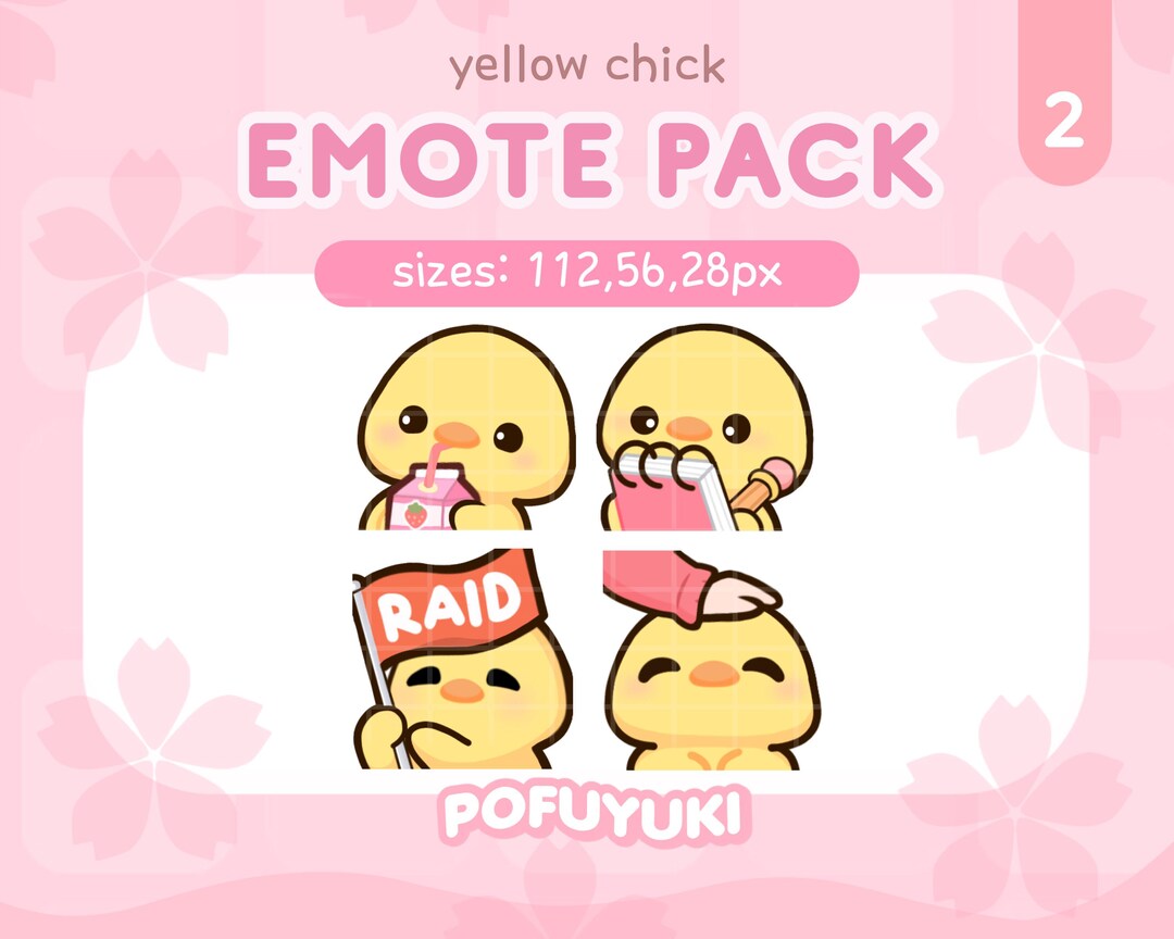 Cute Chick Emotes Pack 2 for Twitch & Discord - Includes: Sip, Note ...