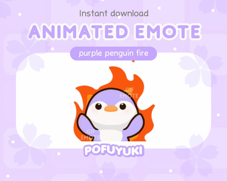 Animated Purple Penguin Fire Emote Transparent .GIF - Instant Download ...
