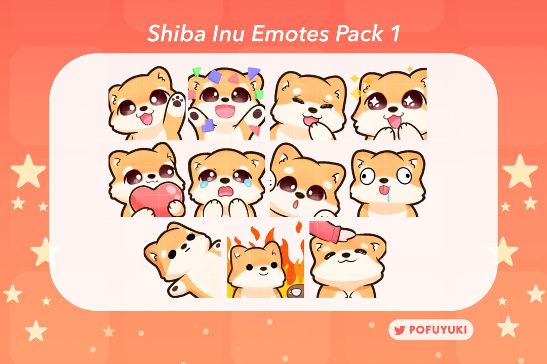 Shiba Emotes Pack, Twich & Discord Streamers Community Emotes, Kawaii ...
