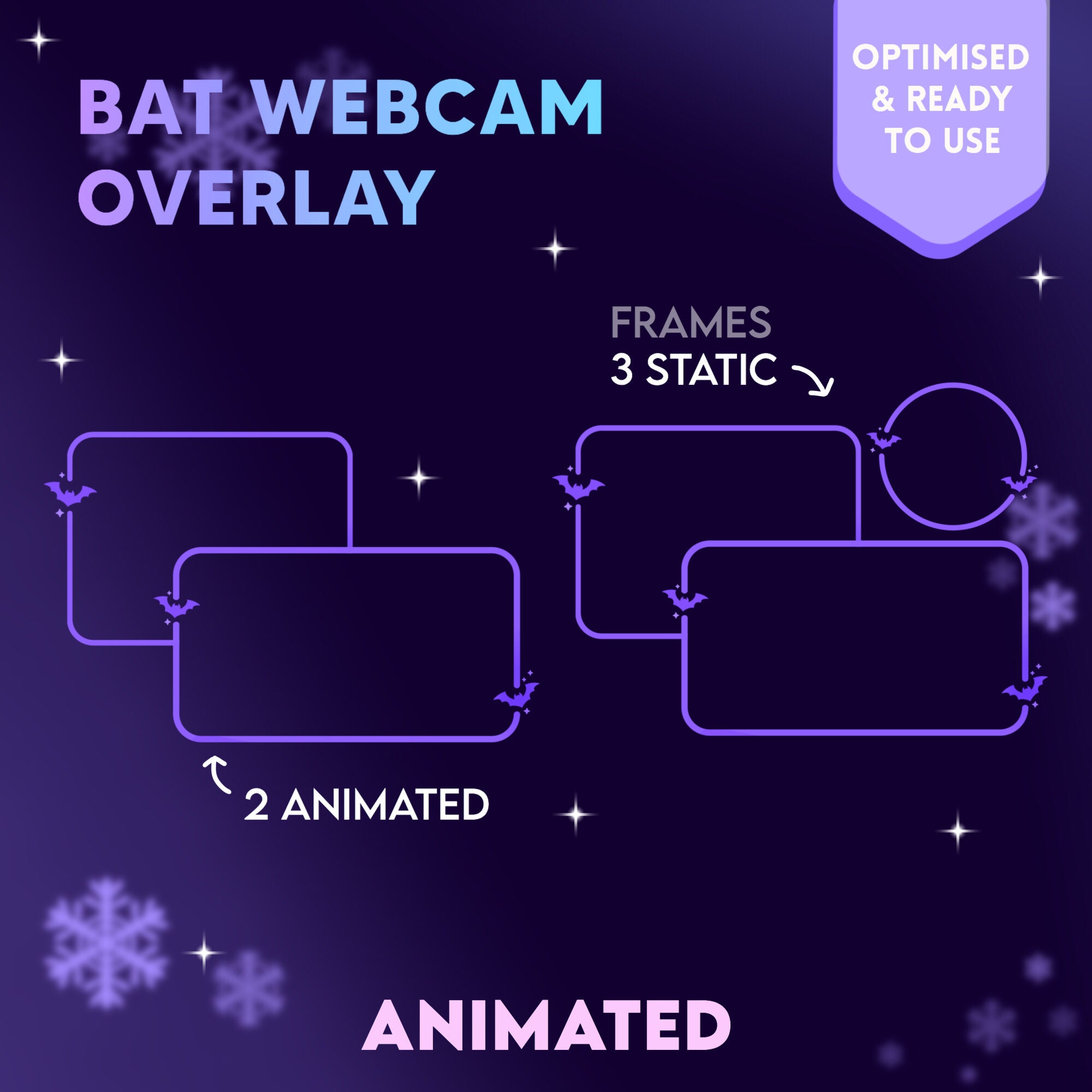 Simple Bat Animated Webcam Border Pack for Twitch, Youtube, Kick ...