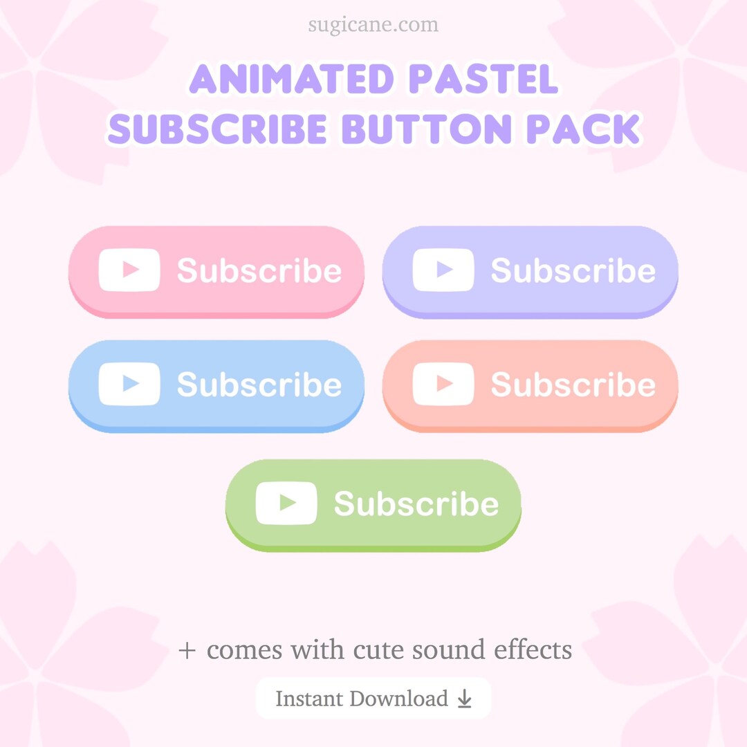 Animated Pastel Subscribe Button Cute Subscribe Pop Up - Etsy