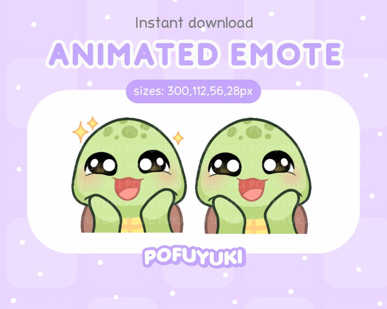 Animated Turtle Wow Emote - Twitch & Discord Cute Transparent GIF - Etsy