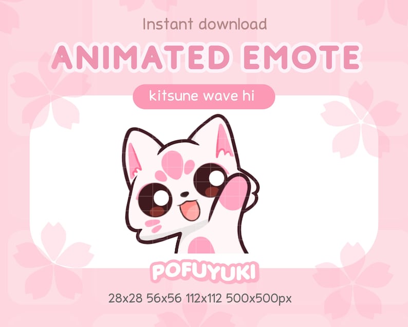 Animated Pink Kitsune Wave Emote for Twitch, Discord & Youtube ...