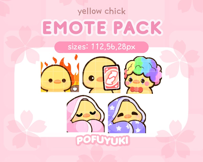 Cute Chick Emotes Pack 1 for Twitch & Discord - Includes: Comfy Cozy ...