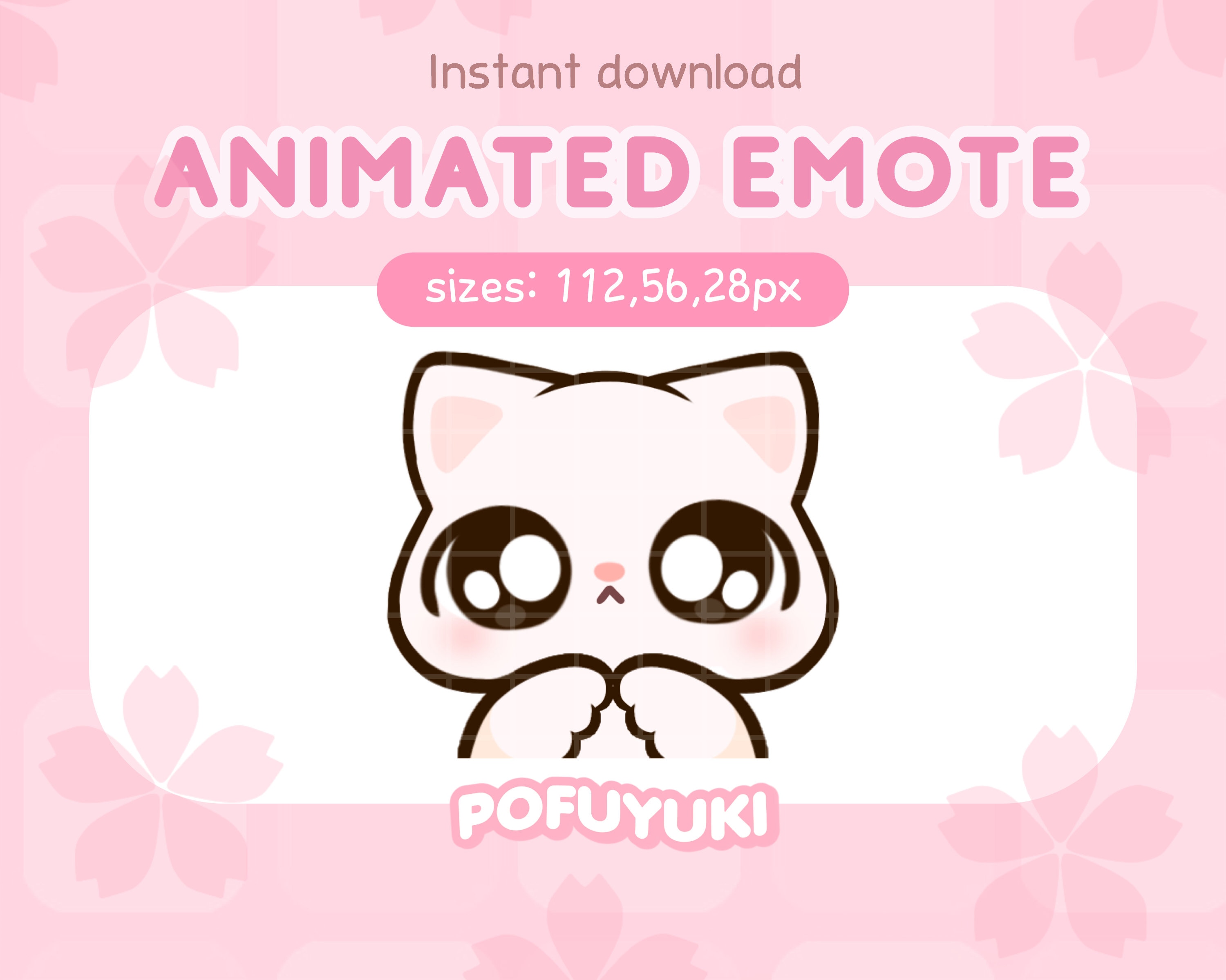 Animated Cute Cat Shy Emote for Twitch, Discord & Youtube, White Cat ...
