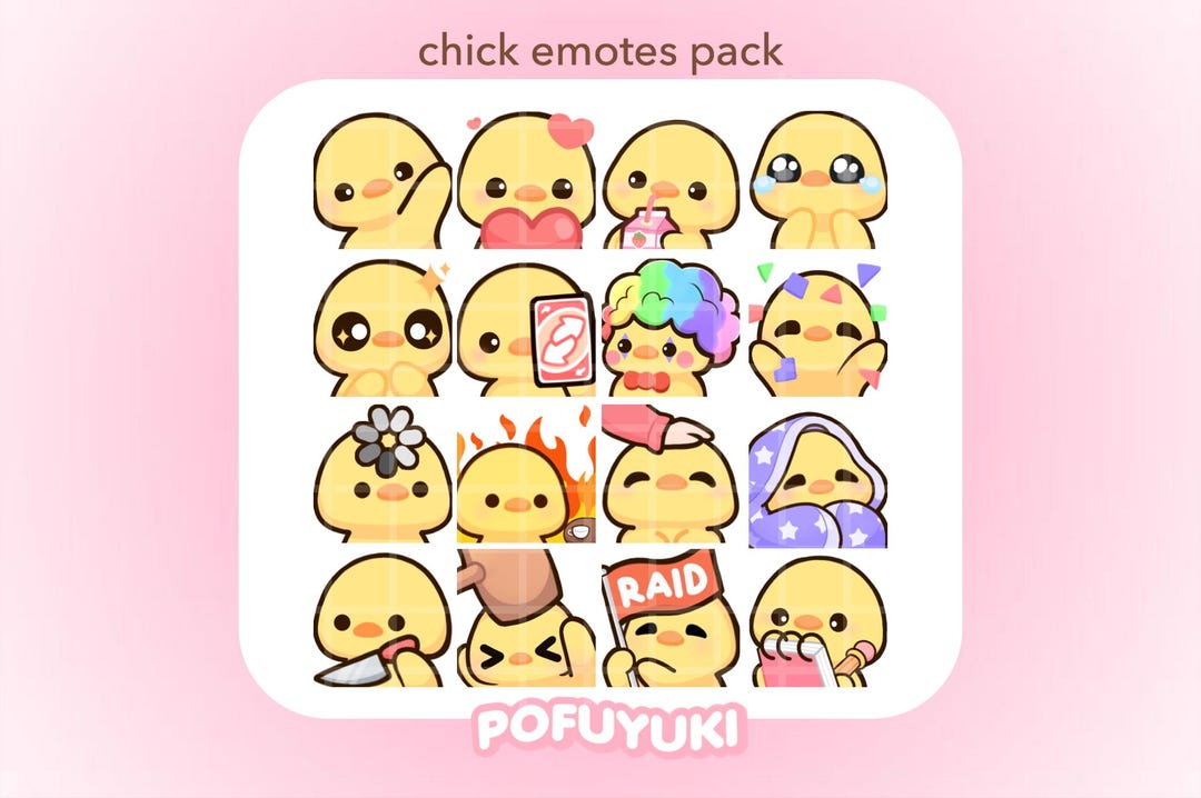Paquete de emoticones de pollito lindo para Twitch y Discord: Love Hi ...