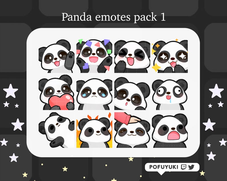 Cute Panda Twitch Discord Emotes Pack 1 - Etsy
