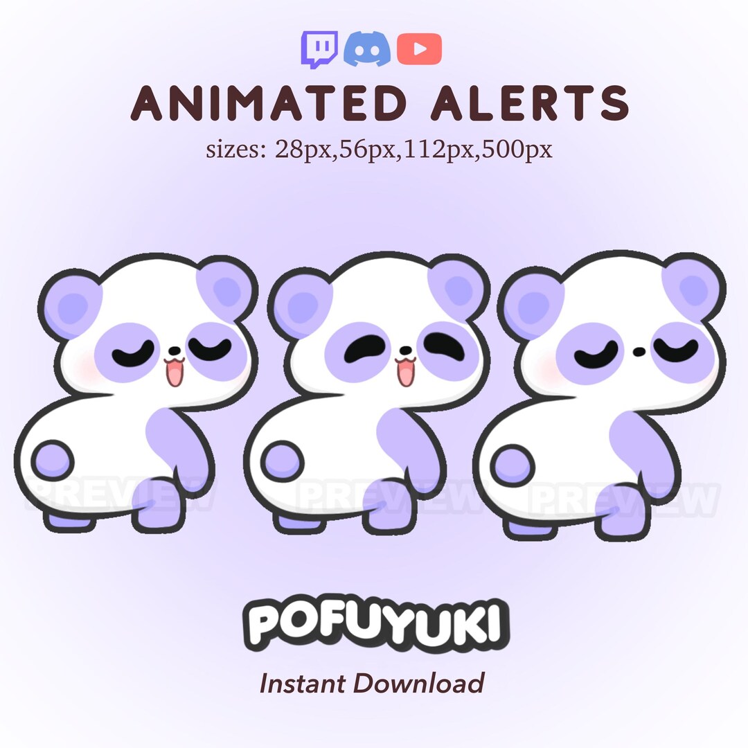 Animated Purple Panda Twerking Emote + Alert for Twitch, Discord ...