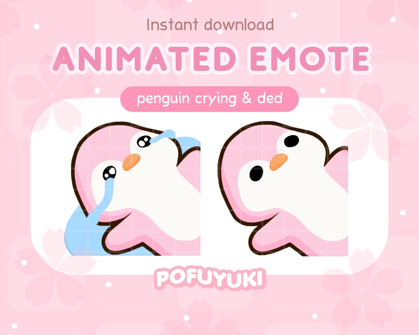 Animated Pink Penguin Crying Emote RIP Dead Emote Transparent .GIF for ...