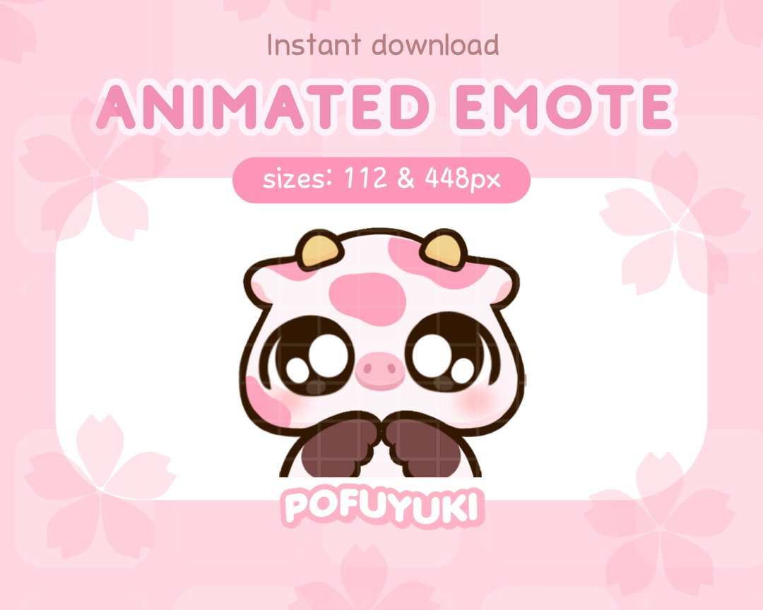 Animated Cute Strawberry Cow Emote Shy for Twitch, Discord & Youtube ...