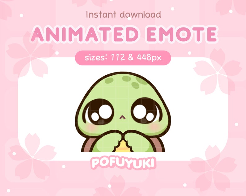 Animated Cute Turtle Emote Shy for Twitch, Discord & Youtube, Turtle ...